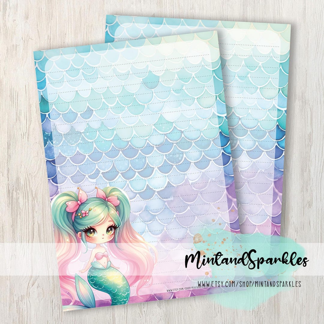 Pastel Mermaid Sweetheart Letter Writing Paper Sheets - Etsy