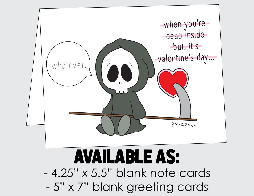 Dead Inside Blank Card Multiple Sizes Grim Reaper - Etsy