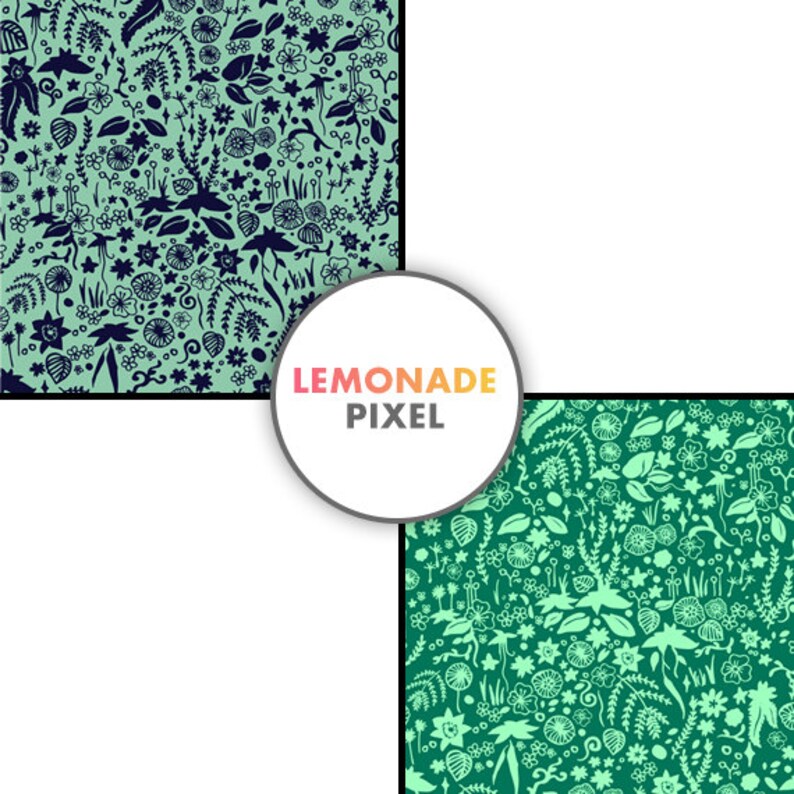 Floral Digital Paper & Clipart - Flowers and Leaves, Colorful ...