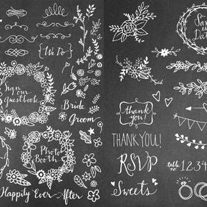 Wedding Clipart Mega Pack - Hand Drawn Wedding Clip Art, Chalkboard ...