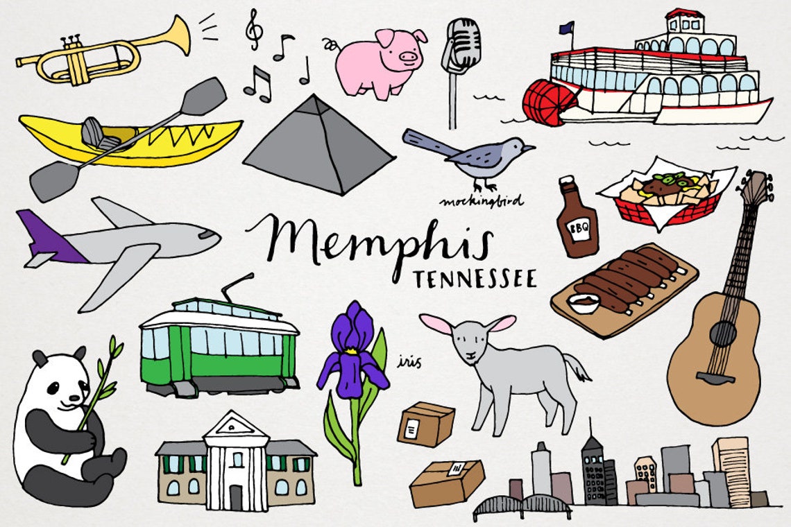 Memphis Tennessee Clipart Set | Etsy