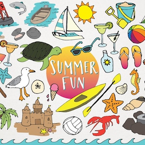 Beach Clipart "summer Fun" - Summer Clip Art, Flip Flops, Palm Trees ...