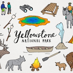 Yellowstone National Park Clipart Set - Etsy