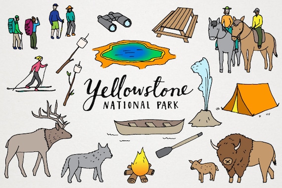 Yellowstone National Park Clipart Set - Etsy
