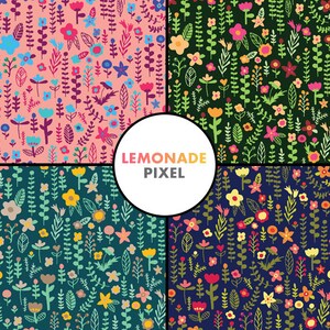 Floral Doodle Digital Paper Hand Drawn Paper, Floral Scrapbooking Paper ...