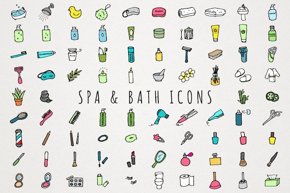 Spa & Bath Icons Clipart Set Bathroom Illustrations Self | Etsy Australia