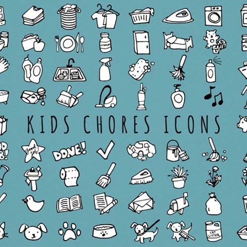 Kids Chores Icons Set Daily Tasks Organizer Clipart Chore - Etsy