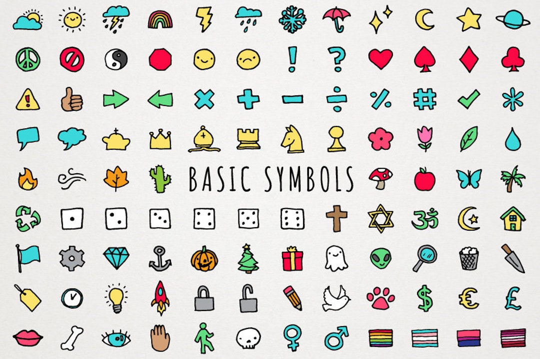 Basic Symbols Icons Clipart Set - Etsy