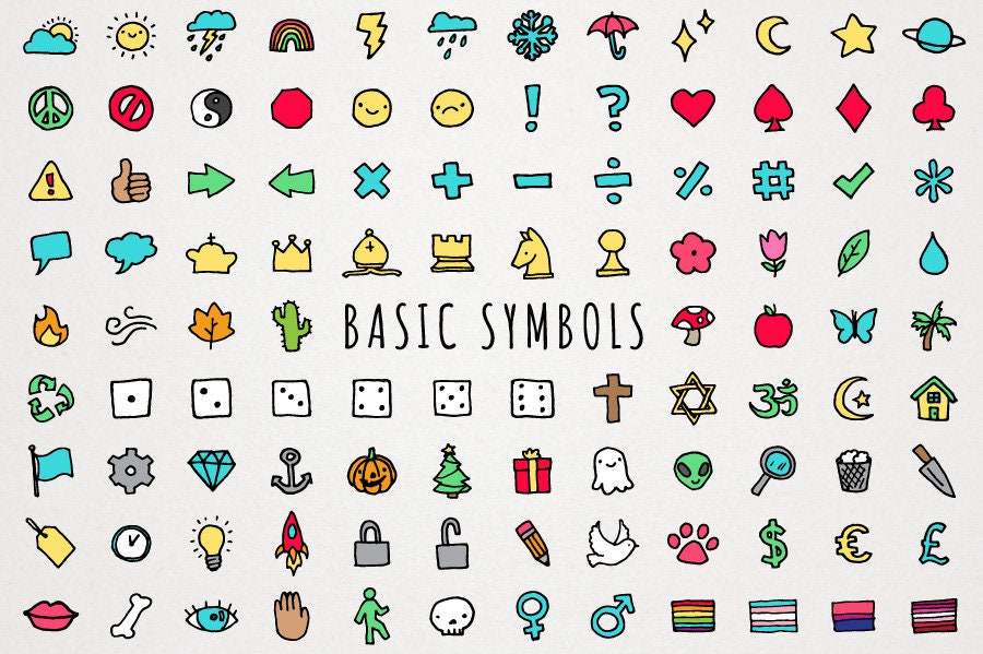 Basic Symbols Icons Clipart Set | Etsy