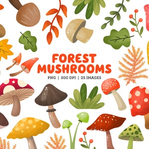 Mushrooms Watercolor Clipart Set - Fungi Illustration, Forest Clip Art ...