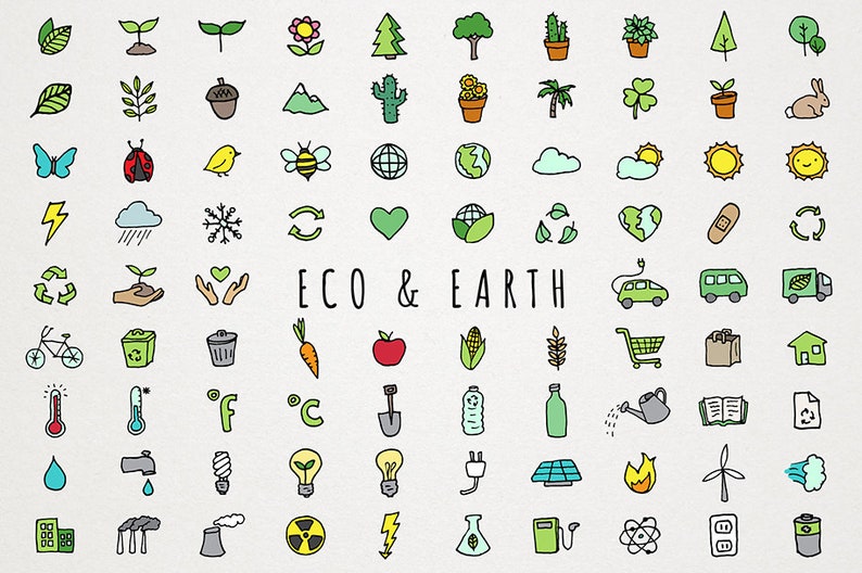 Eco Earth Icons Clipart Set - Green Icons, Recycling Icons, Recycle ...