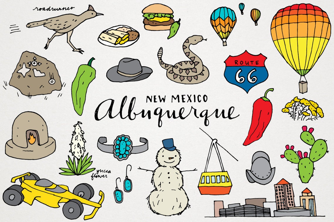 Albuquerque New Mexico City Clipart Set - Etsy