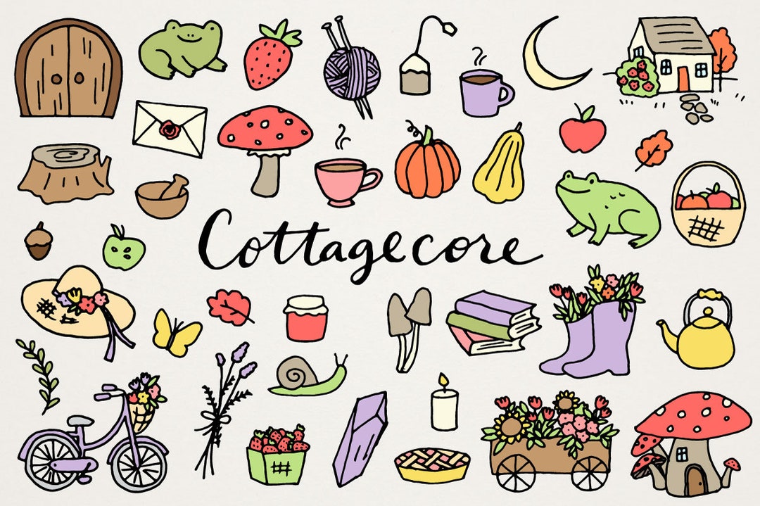Cottagecore Clipart Set - Fungi, Frogs & Magic Vector and PNG ...