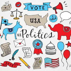 Political Clipart - Voting Clip Art, Republican Democrat Clipart, Hand ...