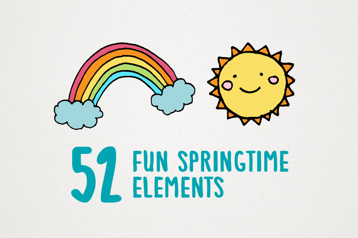 Spring Clipart Set - Springtime Clip Art, Flowers and Gardening, Hand ...