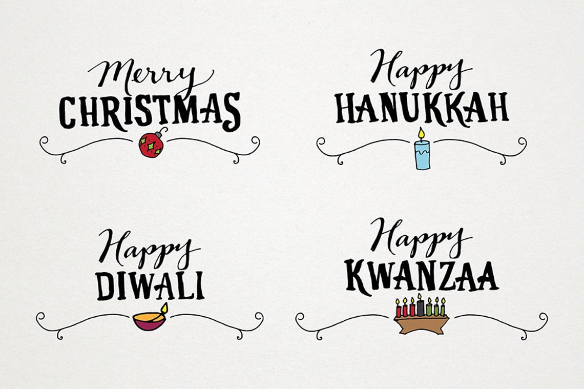 Holiday & Christmas Clipart Illustration Pack - Wreath Art, Holiday ...