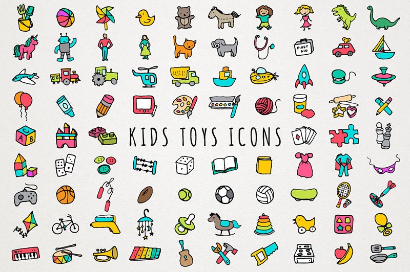 Kids Toys Icons Set baby and toddler icons toys clipart | Etsy