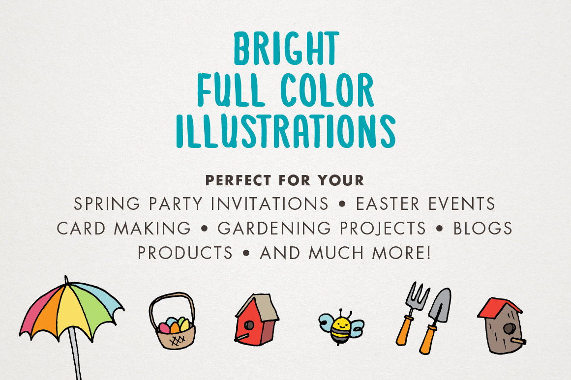 Spring Clipart Set - Springtime Clip Art, Flowers and Gardening, Hand ...
