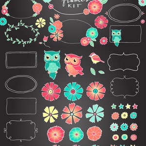 Chalkboard Floral Frames Clipart - Colorful Flowers, Borders and Frames ...