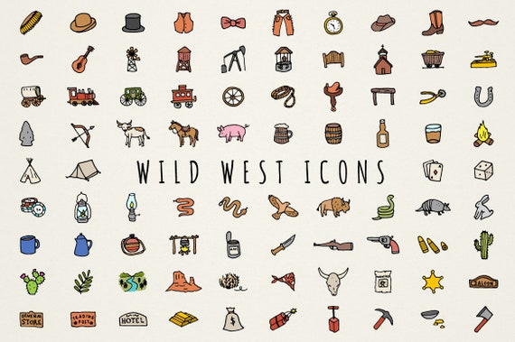 Wild West Icons Icon Set Wild West Glyph Style Simple