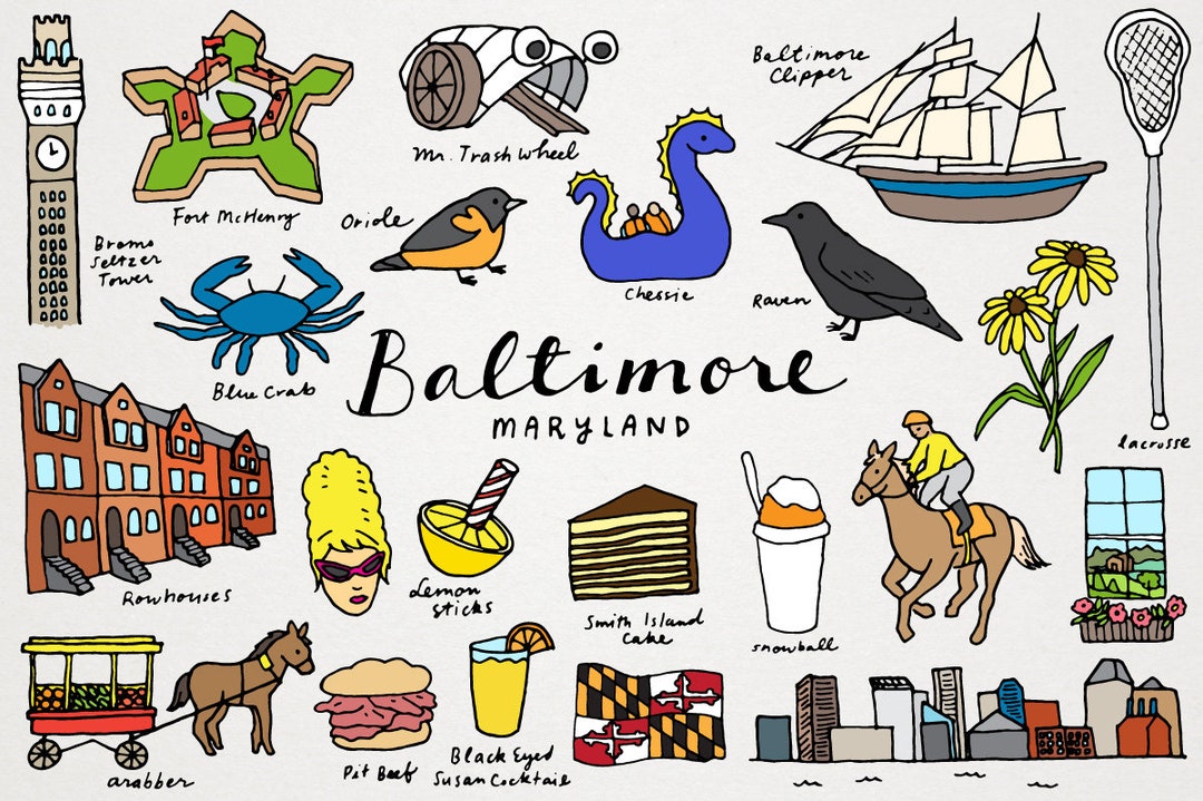 Baltimore Maryland City Clipart Set - Instant Download, Commercial ...
