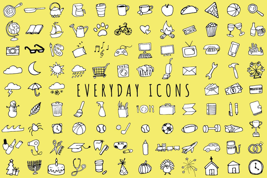 Everyday Items Clipart Set [black & White Version] - Clipart for ...