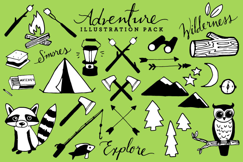 Camping Black And White Clip Art