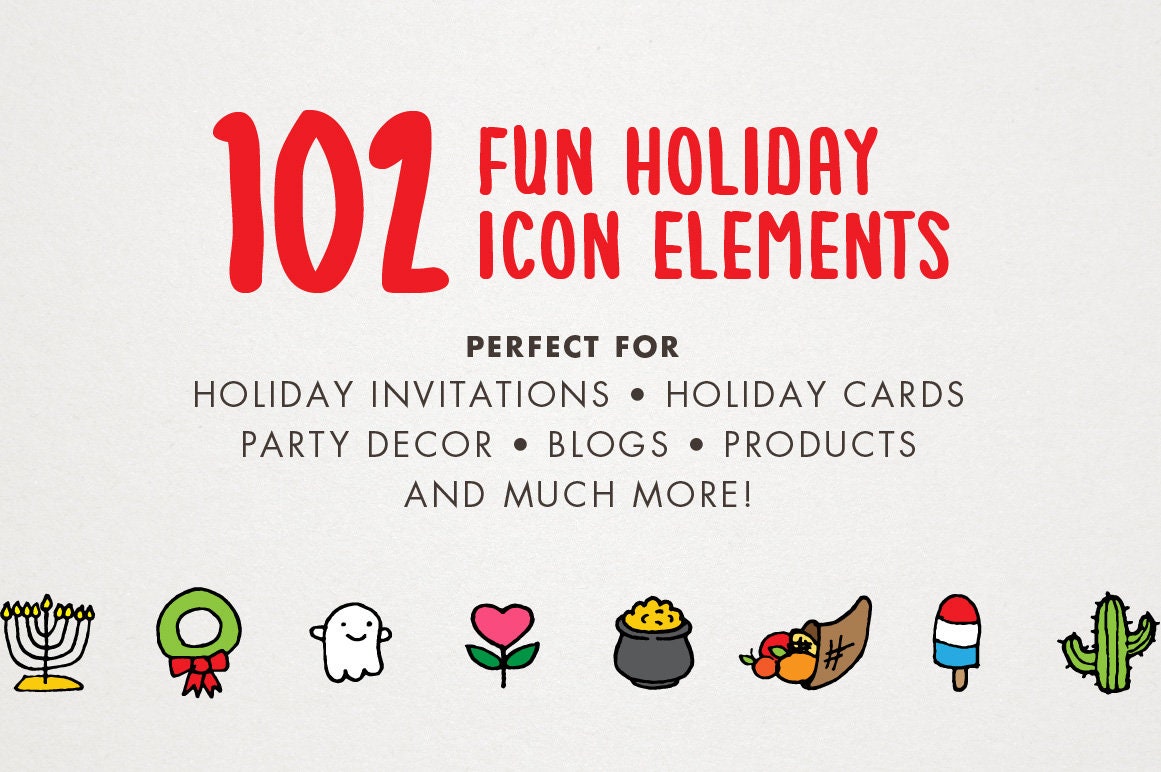 Holiday Icons Clipart Set All Holidays Christmas Icons | Etsy