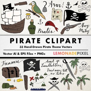 Pirate Clipart Pirate Party Decorations, Instant Download, Pirate Clip ...