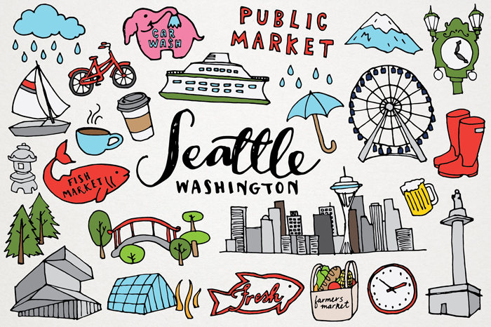 Seattle Clipart - Seattle Washington Clip Art, Monuments Clipart, City ...