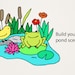 Pond Life Clipart Set - Frogs, Toads, Fish Birds & Plants Illustrations ...