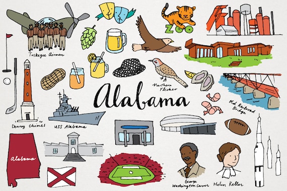 Alabama State Clipart Set - Etsy