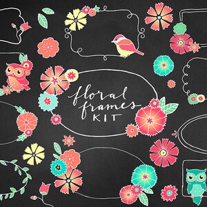 Chalkboard Floral Frames Clipart - Colorful Flowers, Borders and Frames ...