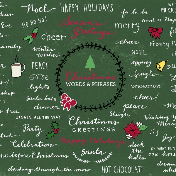 Holiday Words Clipart - Etsy