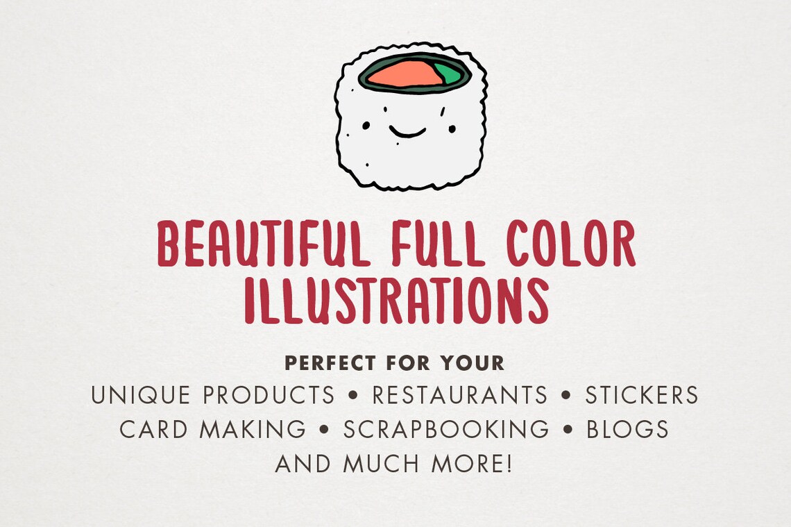 Cute Sushi Clipart Set Kawaii Sushi Illustrations Japanese | Etsy