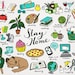 Stay Home Quarantine Clipart Set Stuff to Do at Home, Social Distancing ...