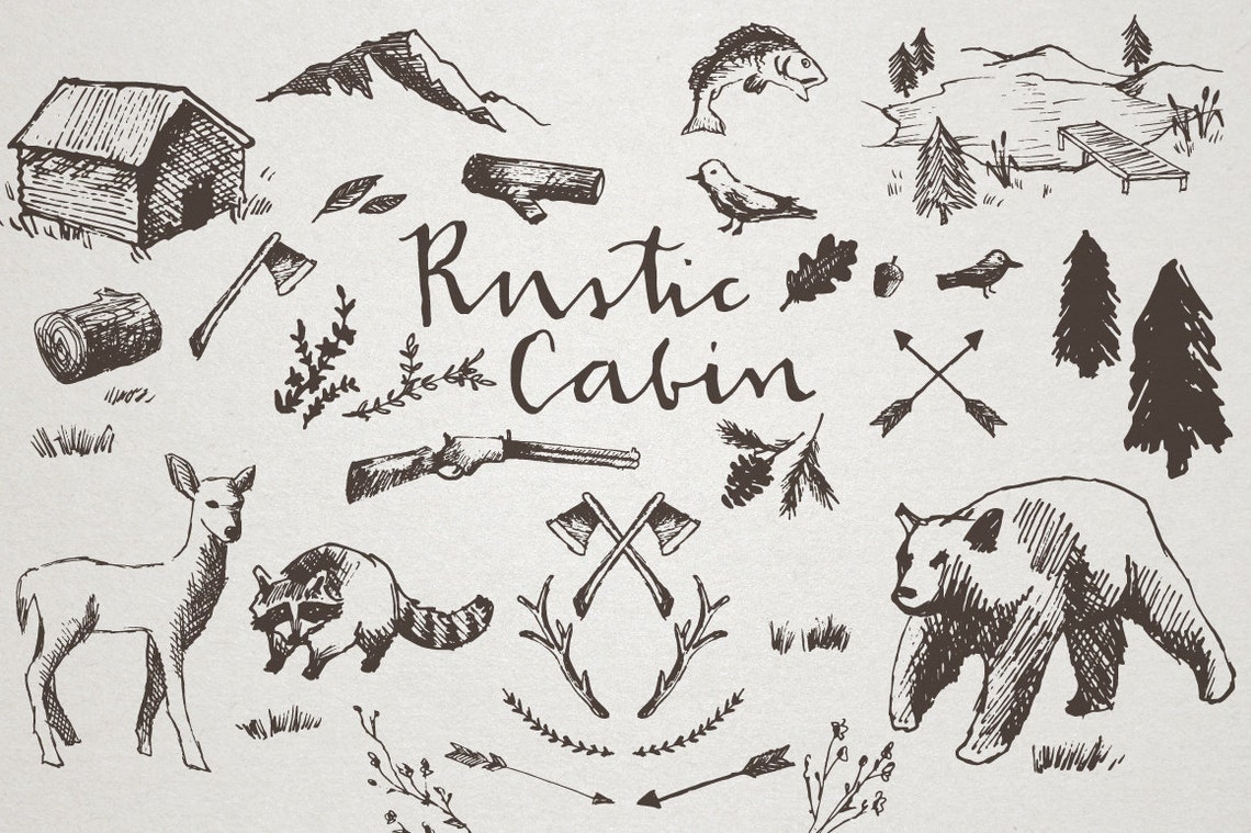 Nature Clipart MEGAPACK! Camping Clipart, Wilderness Clipart, Hand ...