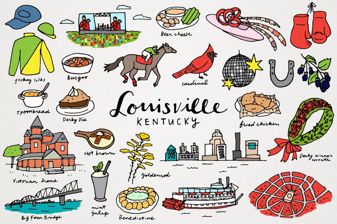 Louisville Kentucky City Clipart Set - Foods, Derby, Race Horse, City ...