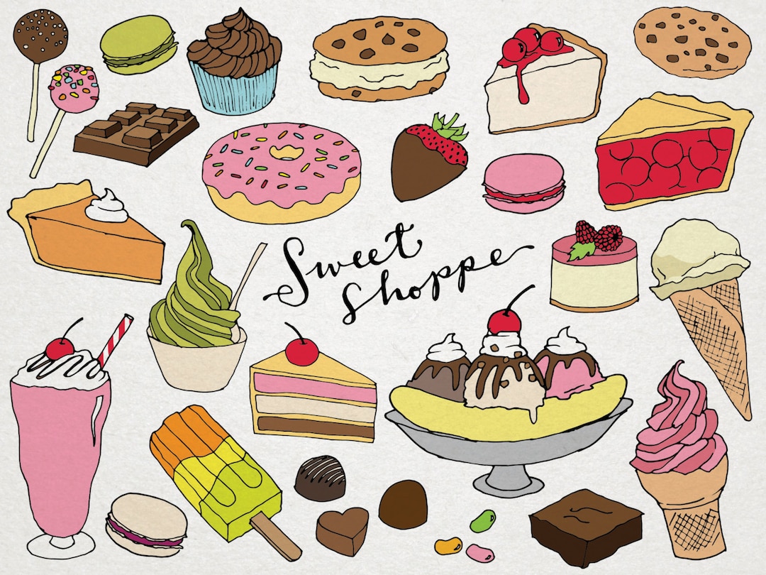Desserts Clipart - Sweet Shoppe Clip Art, Hand Drawn Clip Art, Ice ...