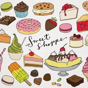 Desserts Clipart - Sweet Shoppe Clip Art, Hand Drawn Clip Art, Ice ...