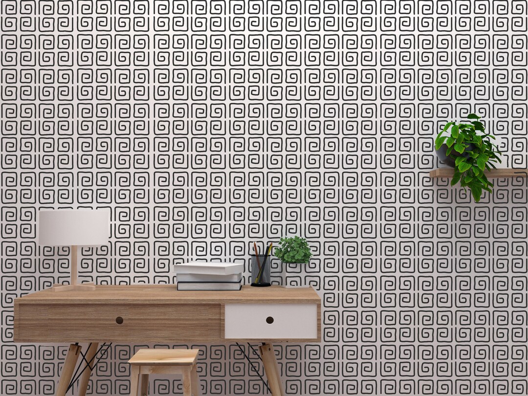 Mid Century Modern Column Wall Stencil: Hand Drawn Design - Etsy