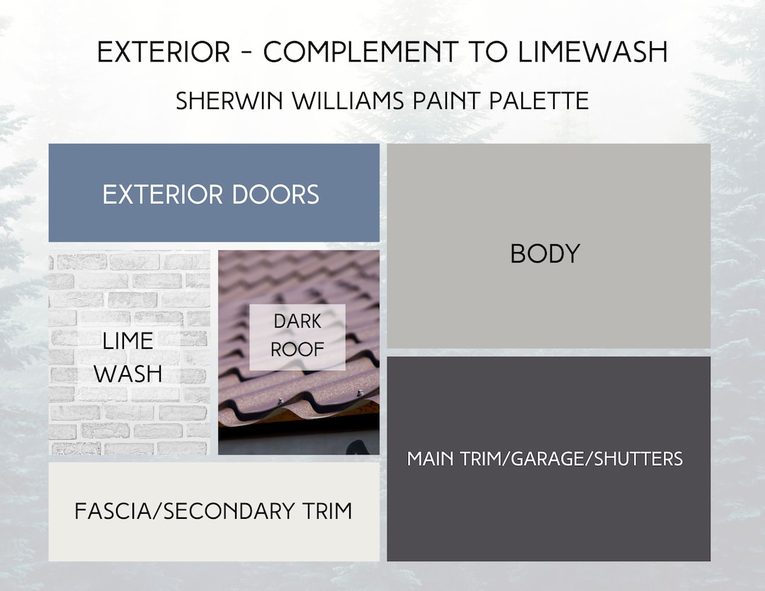 Exterior Paint Color Palette: Limewash & Dark Roof - Sherwin Williams ...