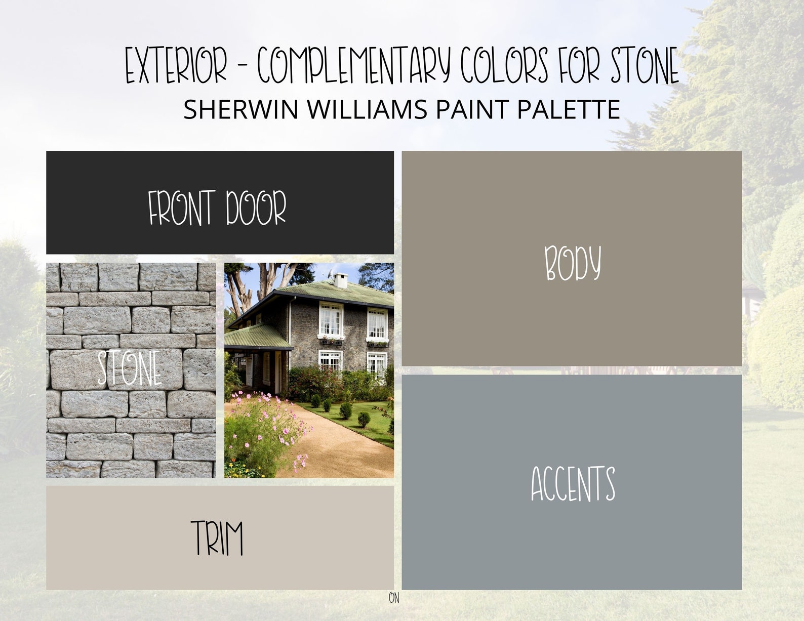 Exterior Paint Color Palette: Stone Complementary Colors (digital ...