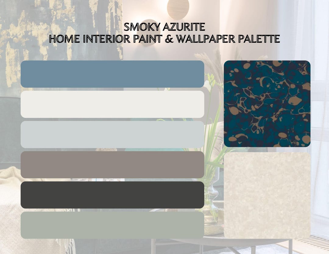 Smoky Azurite Blue Interior Paint Palette, Whole Home Paint Colors ...