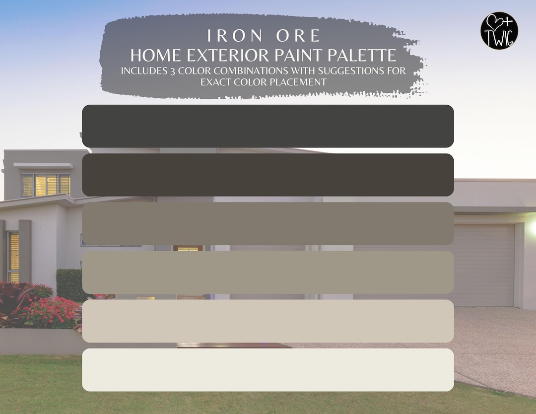 Iron Ore Exterior Paint Color Scheme: Modern Farmhouse Palette (digital ...