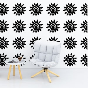 Sunburst Floor Stencil, Sun Wall Stencil, Modern Surface Pattern for ...