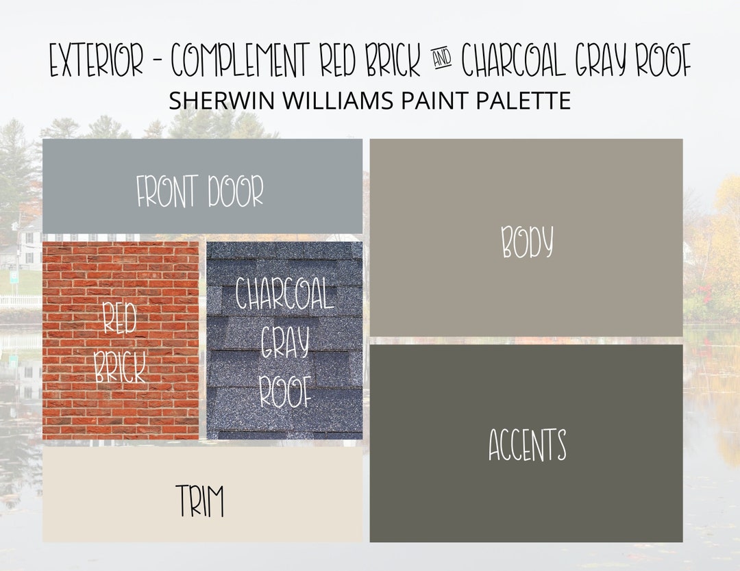 Exterior Paint Colors for Red Brick and Gray Roof Exterior Paint Color Exterior House Paint Exterior Paint Colors Match Red Brick Etsy