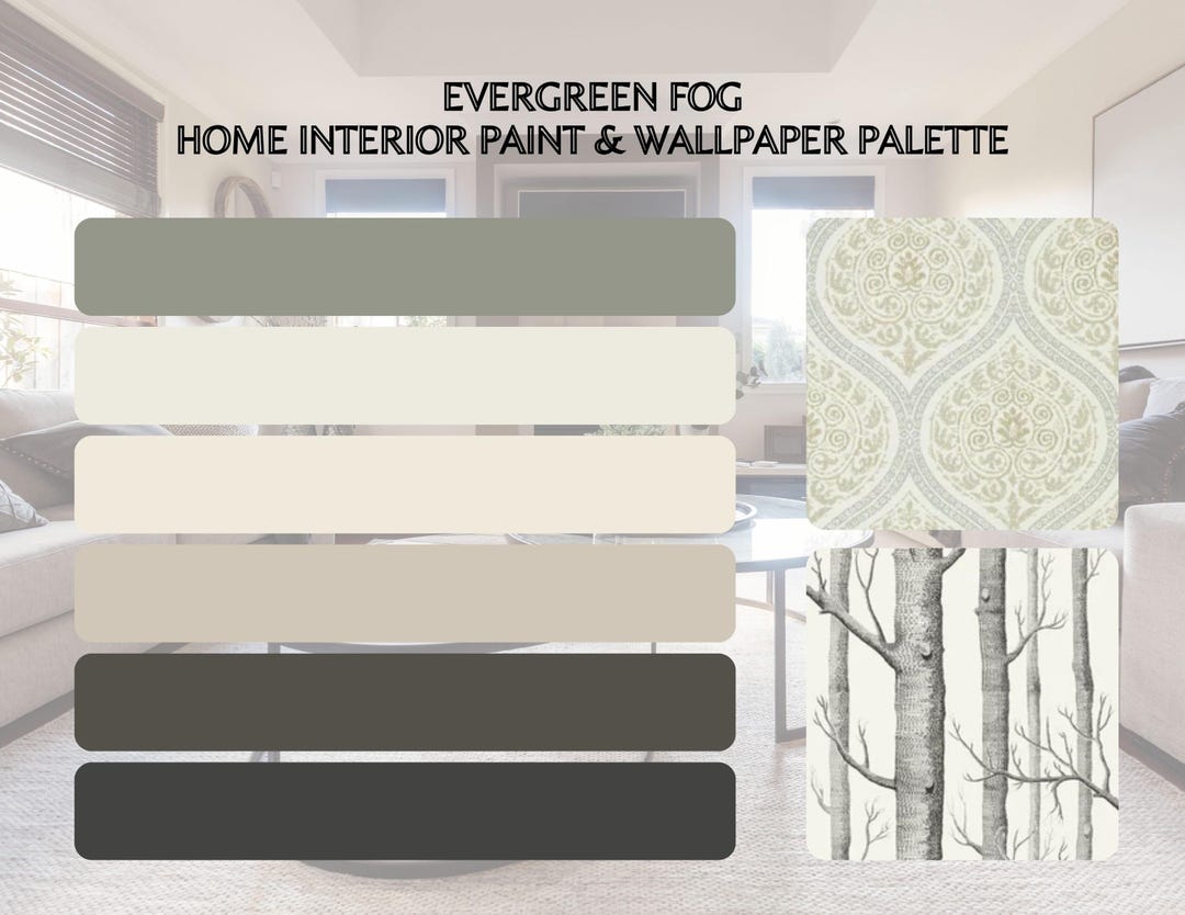 Evergreen Fog Green Interior Paint Palette, Whole Home Paint Colors ...