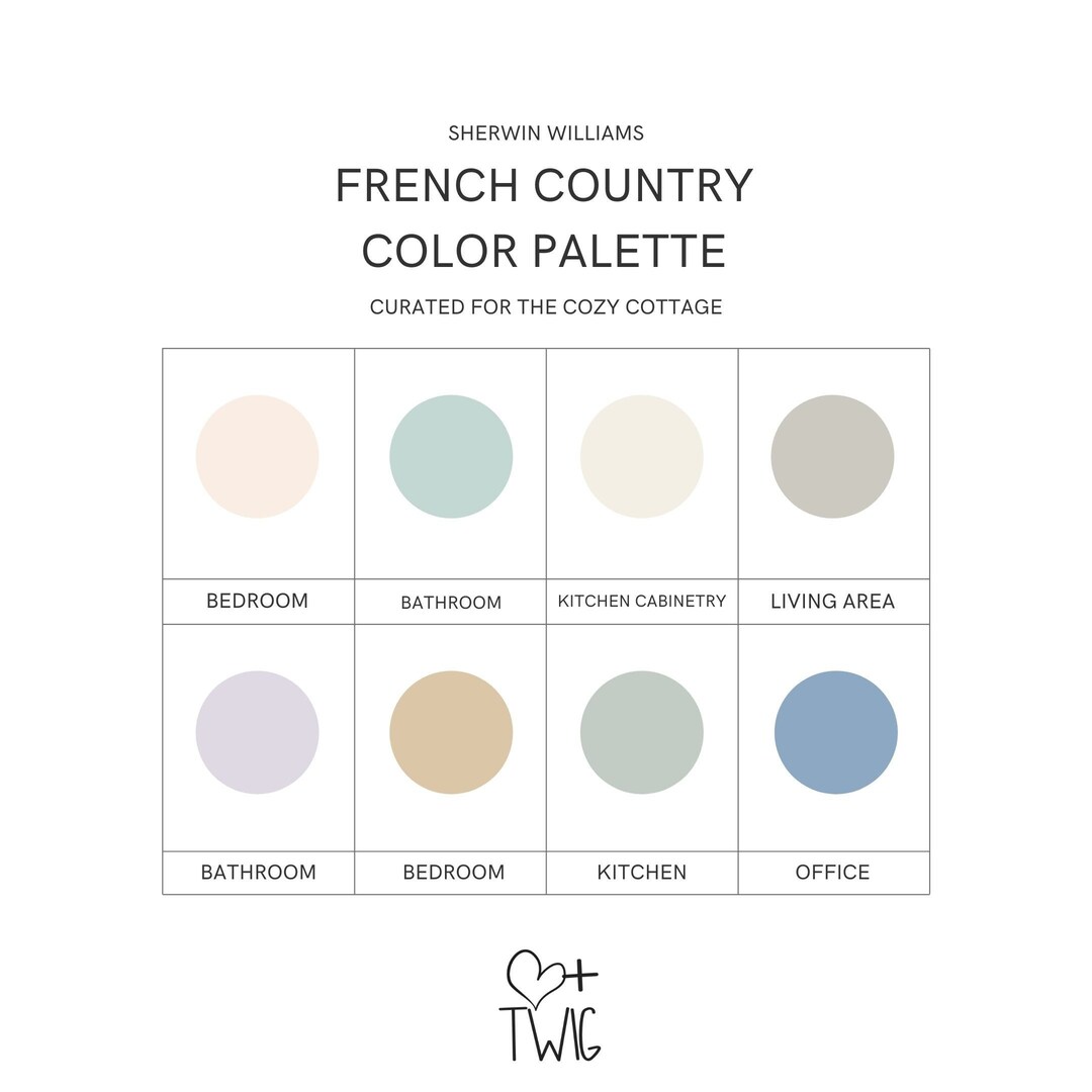 French Country Cottage Paint Palette: Whole Home Color Guide (digital ...