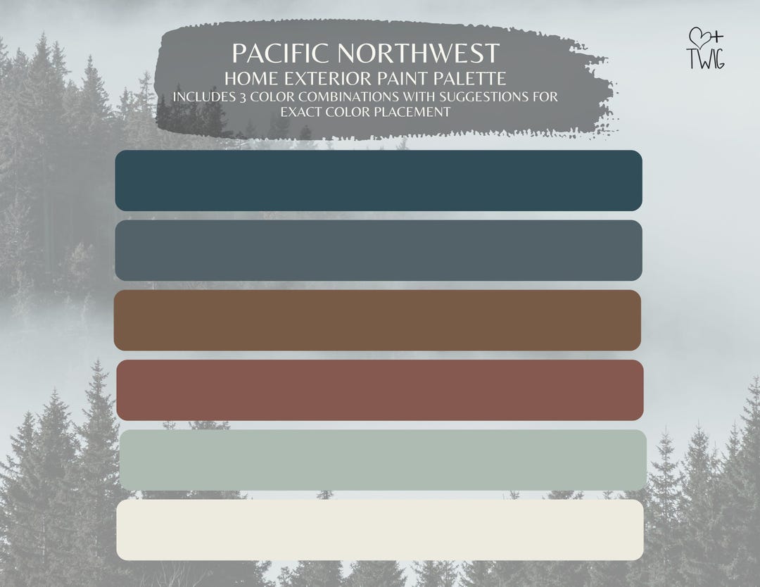 Pacific Northwest Exterior Paint Palette: 6 Sherwin Williams Colors ...